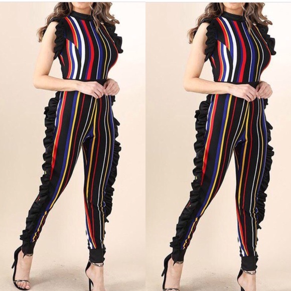 Pants & Jumpsuits | Its Here Lady Gee Striped Jumpsuit | Poshmark